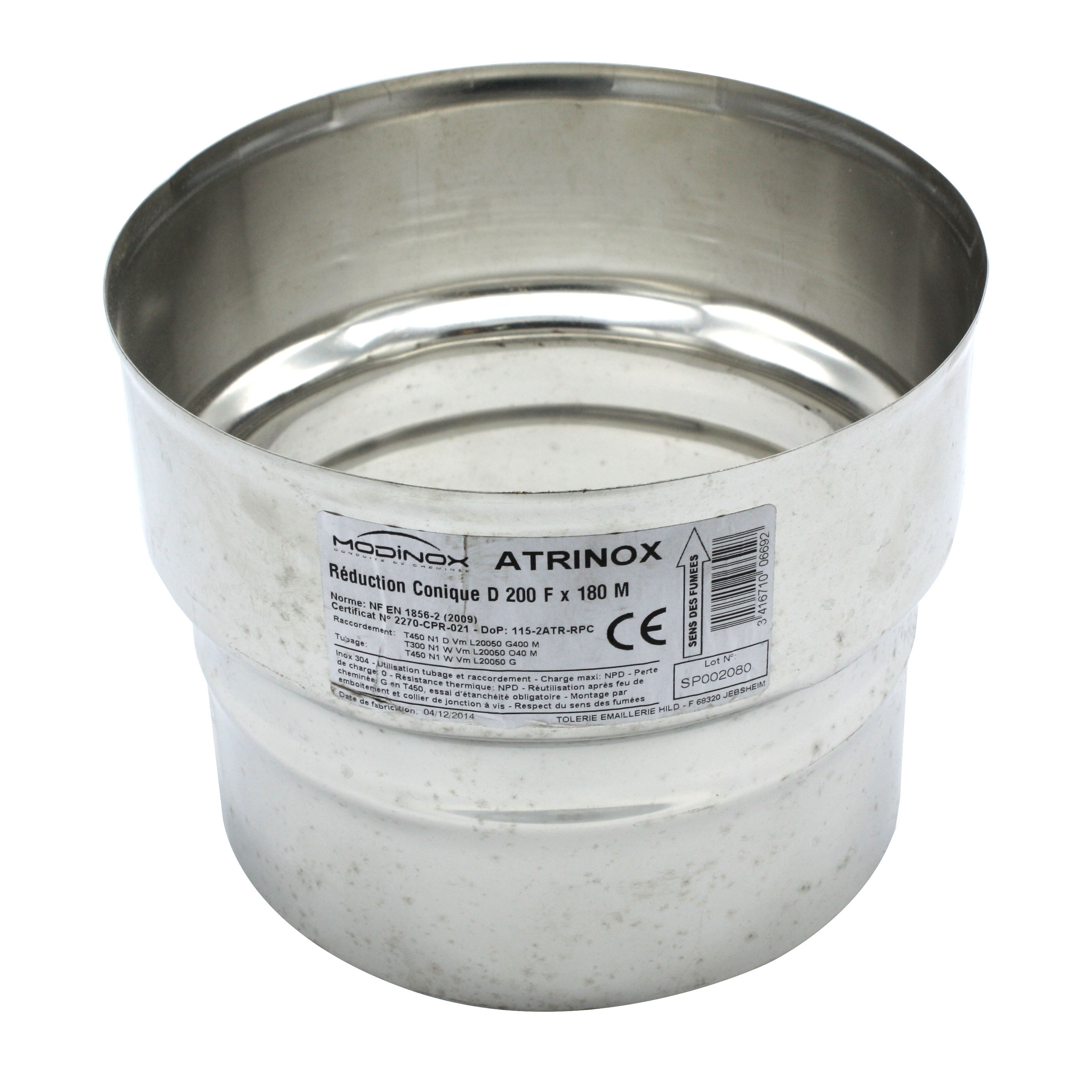 Reduction Conique INOX diamètre 200/180 MODINOX