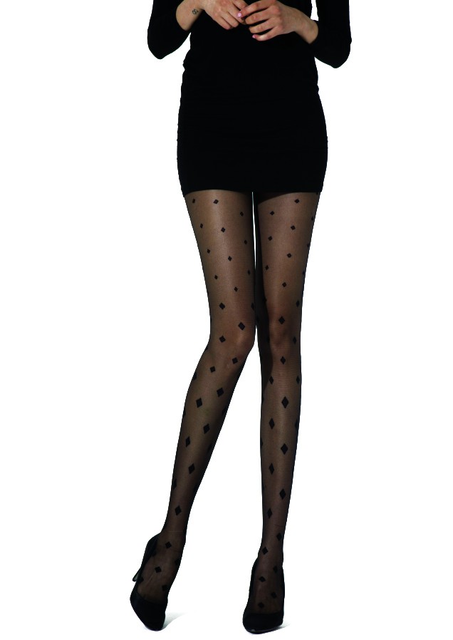 Collant Voile Noir Fantaisie Multi Losange